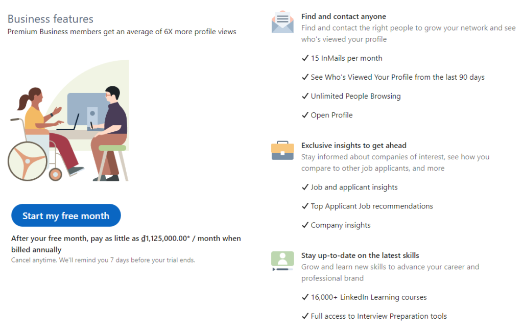 Linkedin Business Premium chính chủ giá rẻ (1 tháng, 1 năm)