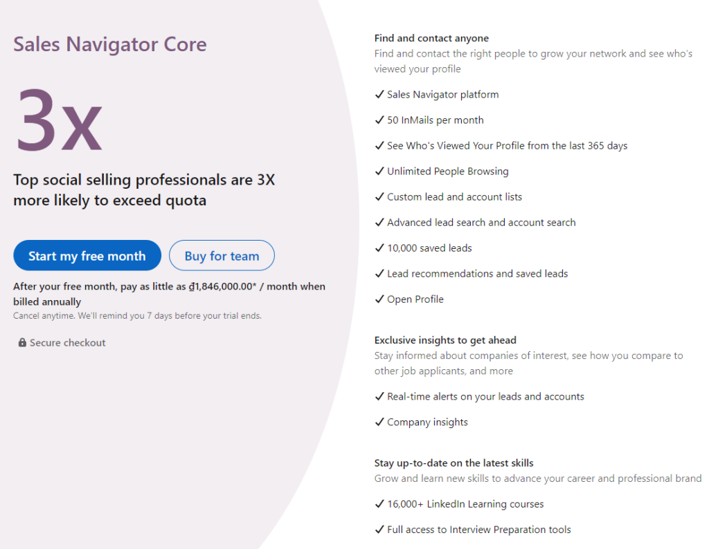 Tài khoản Linkedin Sales Navigator Core | Giá rẻ, uy tín